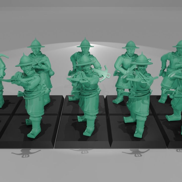 3D Printable Cathay Imperial State Missle Troops by Cosmic Brother Miniatures